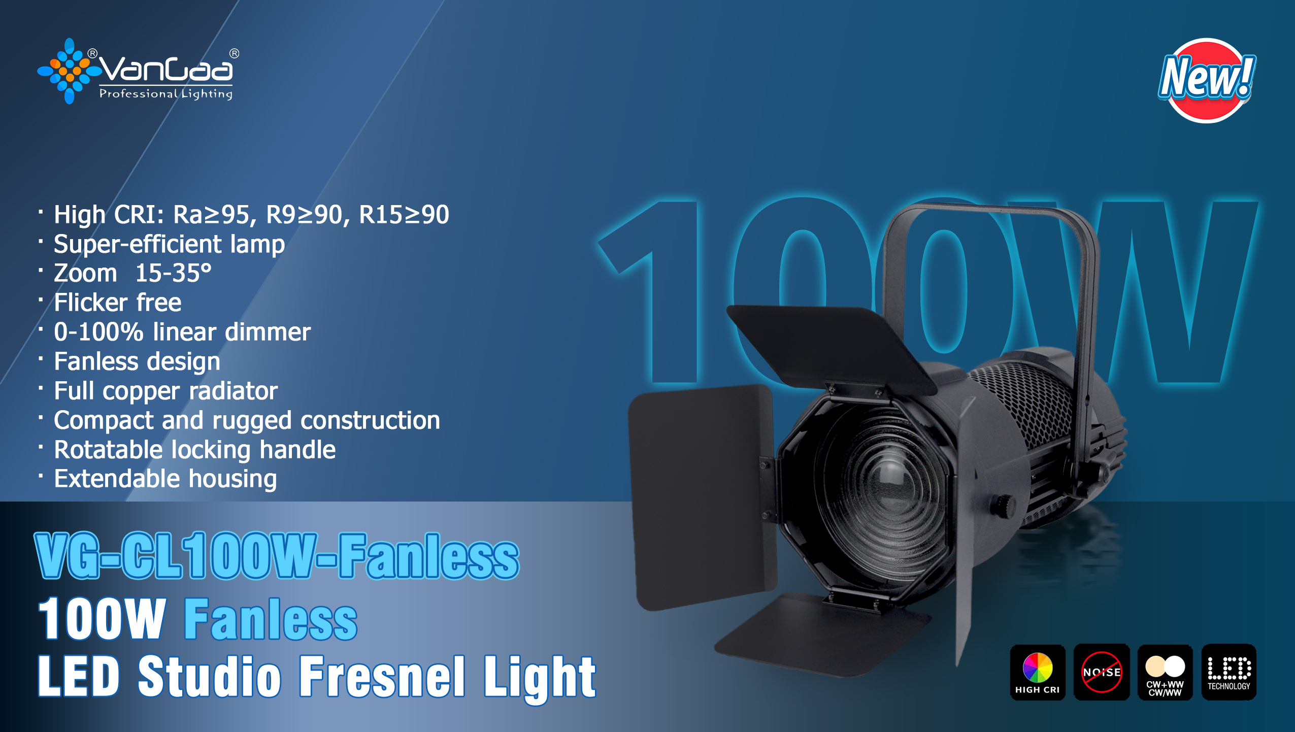 Instantly light up your studio! 100W fanless Led studio spotlight with ...